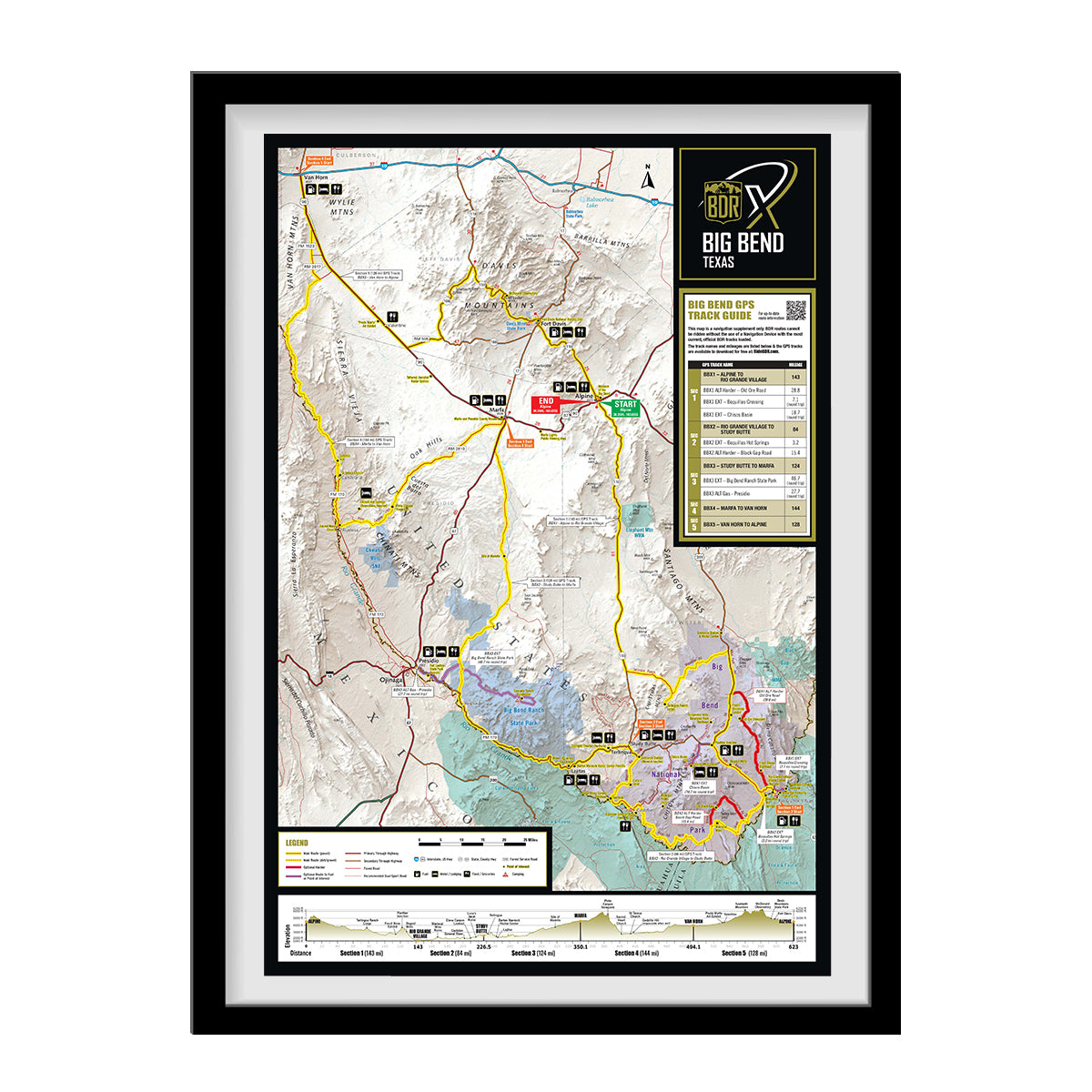 Big Bend, TX BDR-X Flat Map – Backcountry Discovery Routes